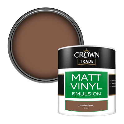 Crown Trade Vinyl Matt Walls & Ceilings Emulsion Paint Chocolate Brown ...