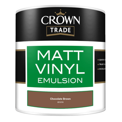 Crown Trade Vinyl Matt Walls & Ceilings Emulsion Paint Chocolate Brown ...
