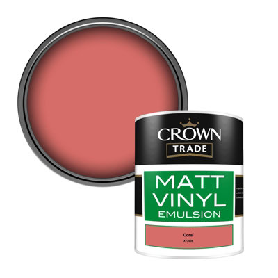 Crown Trade Vinyl Matt Walls & Ceilings Emulsion Paint Coral (X7263E) 1L