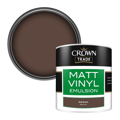 Crown Trade Vinyl Matt Walls & Ceilings Emulsion Paint Dark Brown BS ...
