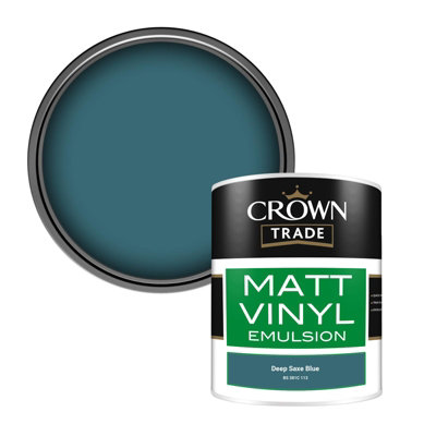 Crown Trade Vinyl Matt Walls & Ceilings Emulsion Paint Deep Saxe Blue ...
