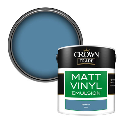 Crown Trade Vinyl Matt Walls & Ceilings Emulsion Paint Delft Blue ...
