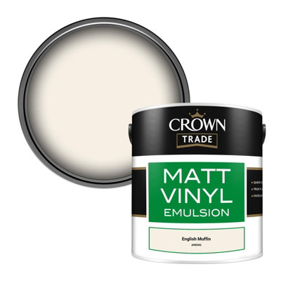 Crown Trade Vinyl Matt Walls & Ceilings Emulsion Paint English Muffin ...