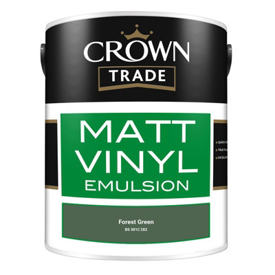 Crown Trade Vinyl Matt Walls & Ceilings Emulsion Paint Forest Green BS ...