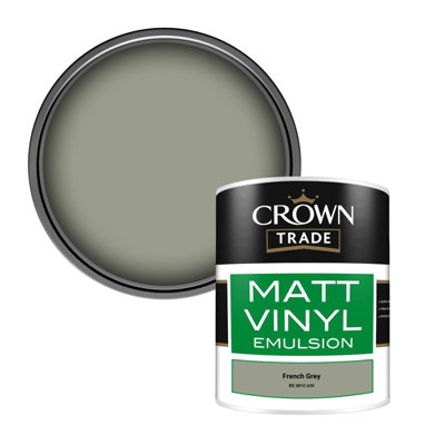 Crown Trade Vinyl Matt Walls & Ceilings Emulsion Paint French Grey BS ...