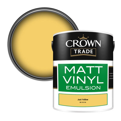 Crown Trade Vinyl Matt Walls & Ceilings Emulsion Paint Just Yellow BS ...