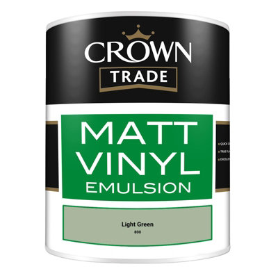 Crown Trade Vinyl Matt Walls & Ceilings Emulsion Paint Light Green (800) 1L
