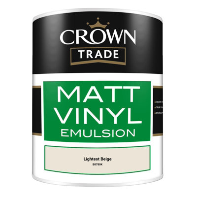 Crown Trade Vinyl Matt Walls & Ceilings Emulsion Paint Lightest Beige ...