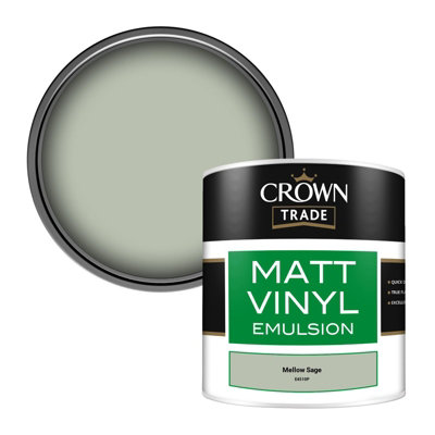 Crown Trade Vinyl Matt Walls & Ceilings Emulsion Paint Mellow Sage ...