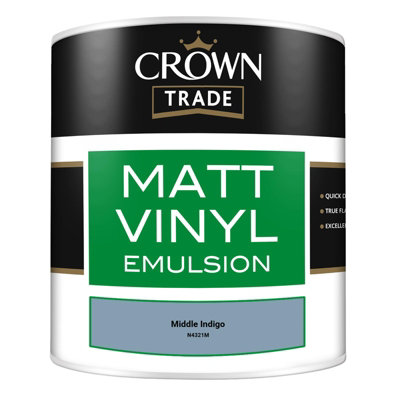 Crown Trade Vinyl Matt Walls & Ceilings Emulsion Paint Middle Indigo ...