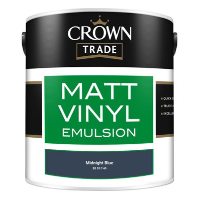 Crown Trade Vinyl Matt Walls & Ceilings Emulsion Paint Midnight Blue BS ...