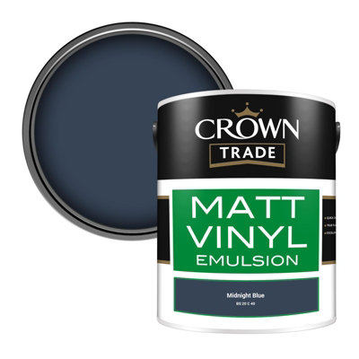 Crown Trade Vinyl Matt Walls & Ceilings Emulsion Paint Midnight Blue BS ...