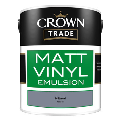 Crown Trade Vinyl Matt Walls & Ceilings Emulsion Paint Millpond (Q3231B) 5L