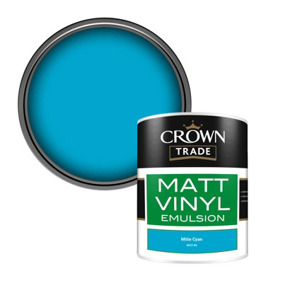Crown Trade Vinyl Matt Walls & Ceilings Emulsion Paint Mitie Cyan ...