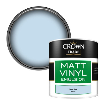 Crown Trade Vinyl Matt Walls & Ceilings Emulsion Paint Palest Blue ...