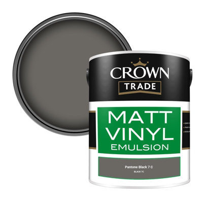 Crown Trade Vinyl Matt Walls & Ceilings Emulsion Paint Pantone Black 7 ...