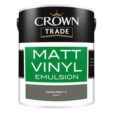 Crown Trade Vinyl Matt Walls & Ceilings Emulsion Paint Pantone Black 7 ...