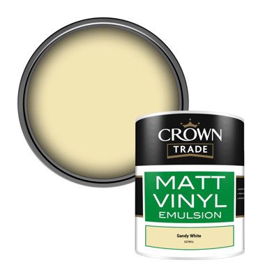 Crown Trade Vinyl Matt Walls & Ceilings Emulsion Paint Sandy White ...