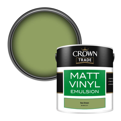 Crown Trade Vinyl Matt Walls & Ceilings Emulsion Paint Sea Green BS ...