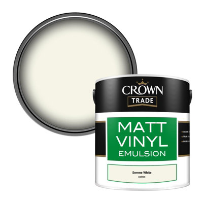 Crown Trade Vinyl Matt Walls & Ceilings Emulsion Paint Serene White ...