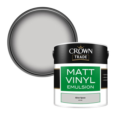 Crown Trade Vinyl Matt Walls & Ceilings Emulsion Paint Silver Spoon ...