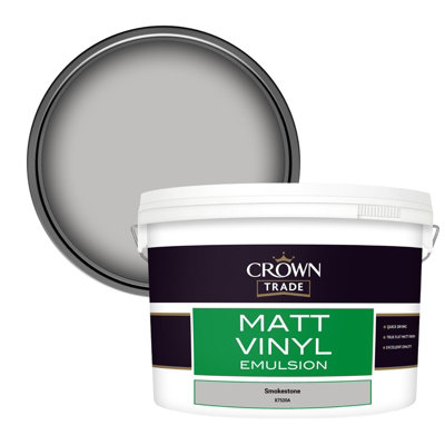 Crown Trade Vinyl Matt Walls & Ceilings Emulsion Paint Smokestone ...