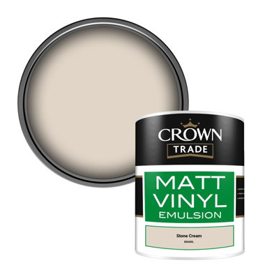 Crown Trade Vinyl Matt Walls & Ceilings Emulsion Paint Stone Cream ...