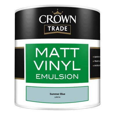 Crown Trade Vinyl Matt Walls & Ceilings Emulsion Paint Summer Blue ...