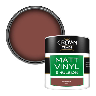 Crown Trade Vinyl Matt Walls & Ceilings Emulsion Paint Swedish Red (542 ...