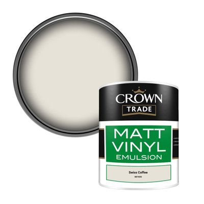 Crown Trade Vinyl Matt Walls & Ceilings Emulsion Paint Swiss Coffee ...