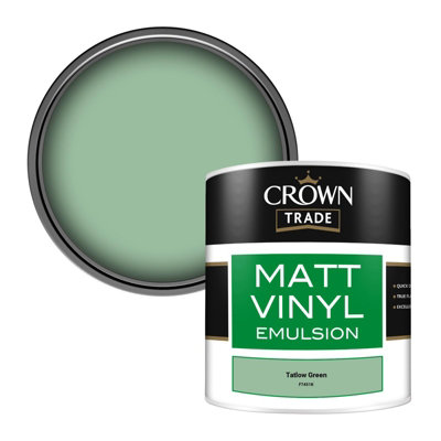 Crown Trade Vinyl Matt Walls & Ceilings Emulsion Paint Tatlow Green ...