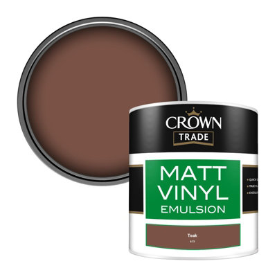Crown Trade Vinyl Matt Walls & Ceilings Emulsion Paint Teak (613) 250ml ...