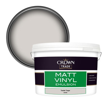 Crown Trade Vinyl Matt Walls & Ceilings Emulsion Paint Tender Taupe ...