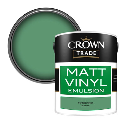 CROWN TRADE VINYL MATT WALLS & CEILINGS EMULSION PAINT VERDIGRIS GREEN ...
