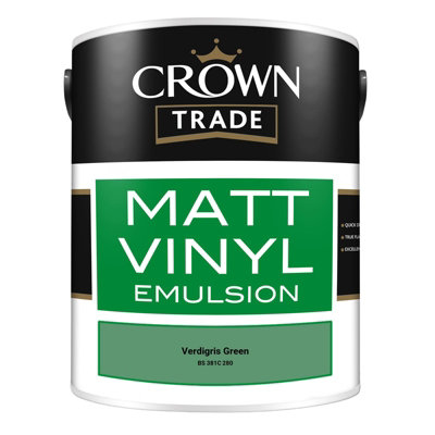 Crown Trade Vinyl Matt Walls & Ceilings Emulsion Paint Verdigris Green ...