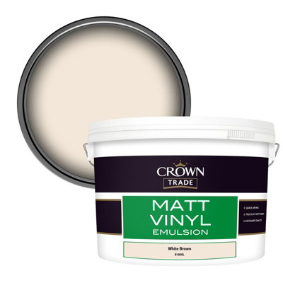 Crown Trade Vinyl Matt Walls & Ceilings Emulsion Paint White Brown ...