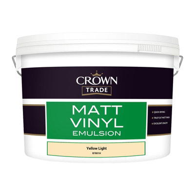 Crown Trade Vinyl Matt Walls & Ceilings Emulsion Paint Yellow Light ...
