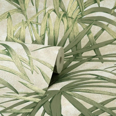 Crown Vymura Milano Compendium Palm Leaf Green Glitter Wallpaper M95624