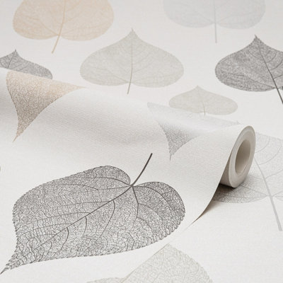 Crown Wallcoverings Quest Charcoal Leaf Flat Surface Spongeable ...