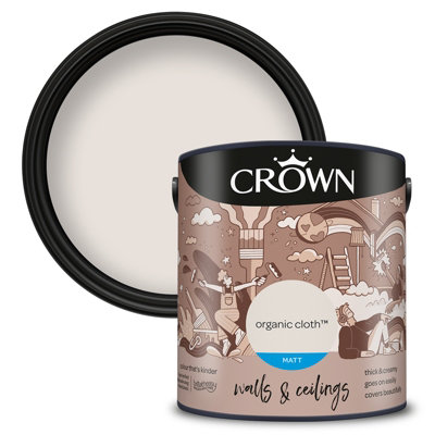 CROWN WALLS & CEILINGS MATT EMULSION PAINT ORGANIC CLOTH - 2.5L