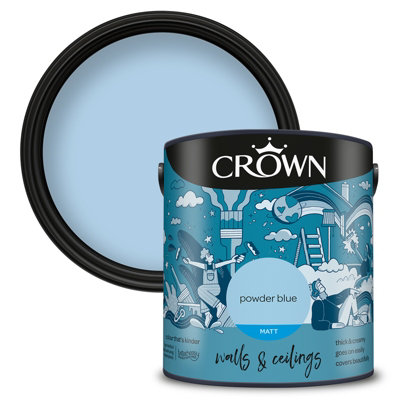 Crown Walls & Ceilings Matt Emulsion Paint Powder Blue - 2.5L | DIY at B&Q