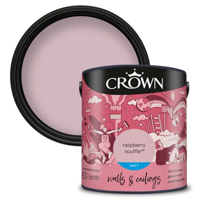 Crown Walls & Ceilings Matt Emulsion Paint Raspberry Souffle - 2.5L ...