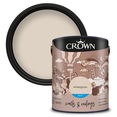 Crown Walls & Ceilings Matt Emulsion Paint Wheatgrass - 5L | DIY at B&Q