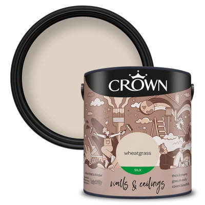 Buy Crown Walls & Ceilings Silk Emulsion Paint Wheatgrass - 2.5L | DIY ...