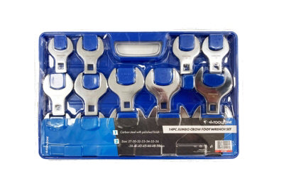 Crows Foot Wrench Spanner Set Jumbo 27-50mm 14Pc 1/2" Toolzone | DIY at B&Q