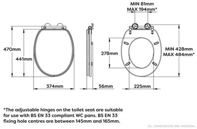 Croydex Kirkstone Flexi-Fix™ Wooden Oval Soft Close Toilet Seat - Slate ...
