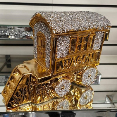 Crushed Diamond Caravan Square Gypsy Crystal Ornament Shelves Gold Roof ...