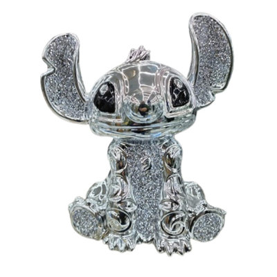 Crushed Diamond Silver Stitch Ceramic Sparkly Shelf Sitter