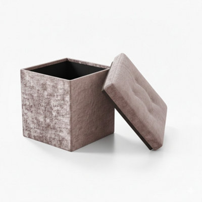 Crushed Velvet Square Storage Box with Lid Elegant Organizer for Any ...