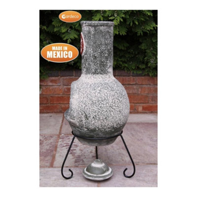 Cruz Large Mexican Chimenea in Green with Red motive